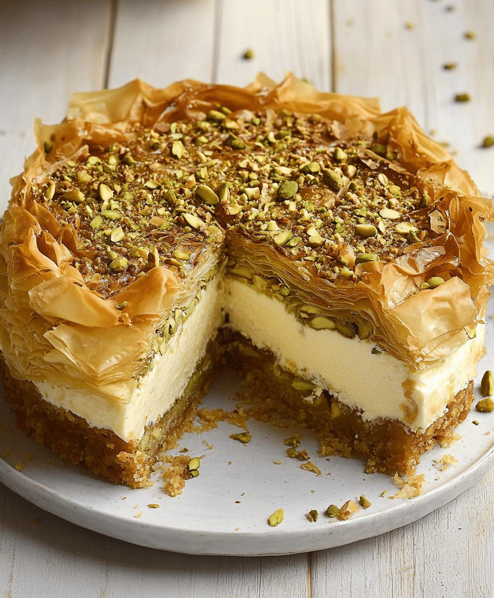 Honey Pistachio Baklava Cheesecake Recipe - Recipe Flash