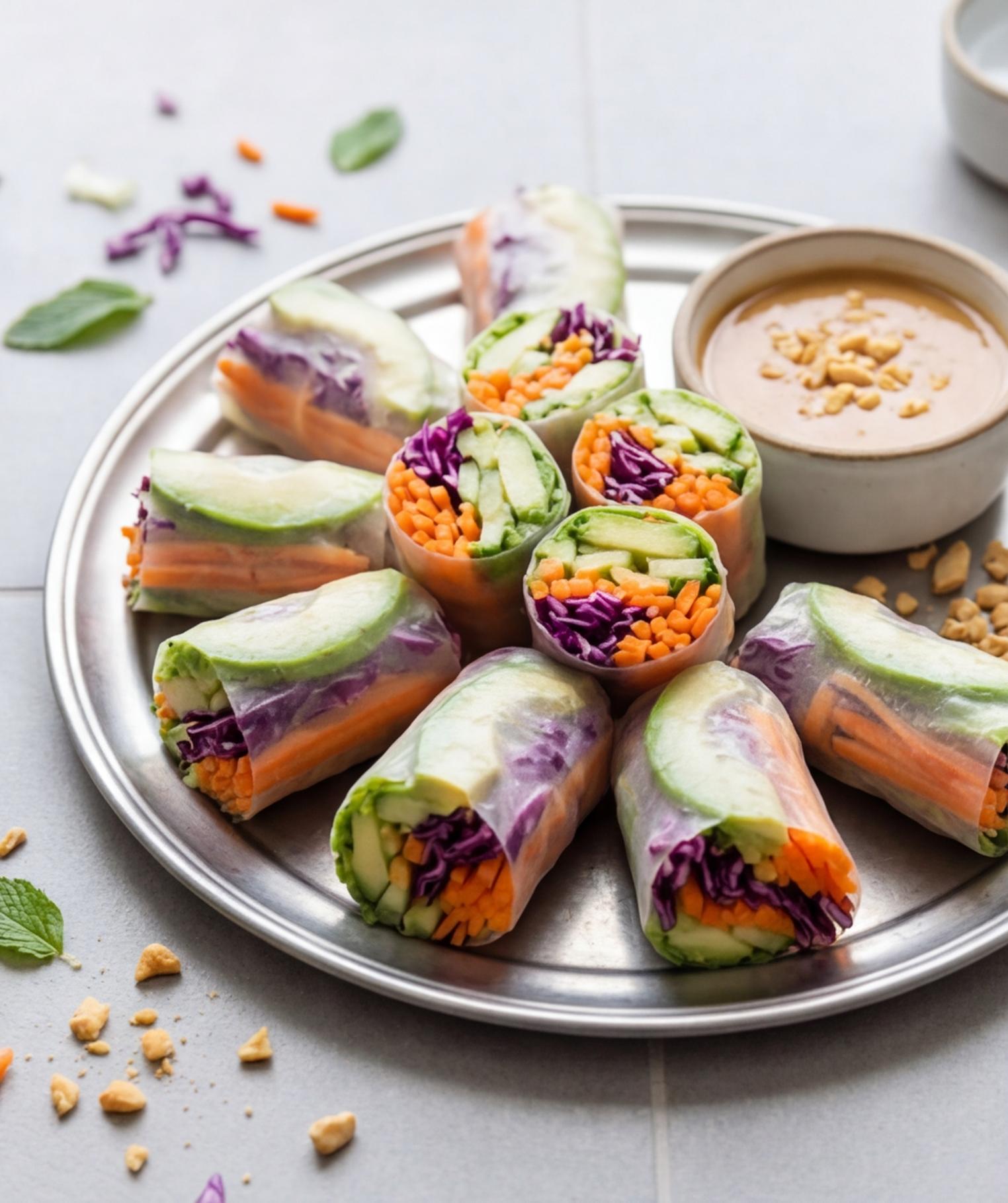 Vegetable Spring Rolls With Peanut Sauce Recipe